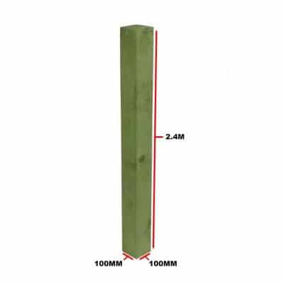 Wooden Posts Green 100 X 100mm 2.4m - UK Bricks, Timber, Pavers, and ...