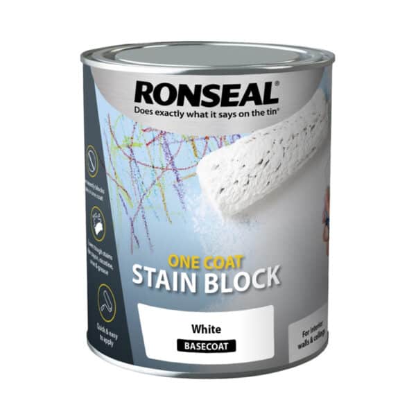 Ronseal One Coat Stain Block White 750ml - UK Bricks, Timber, Pavers ...